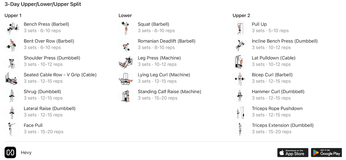 3 Day Split Workout - Complete Guide (2025) - Hevy #1 Workout Tracker