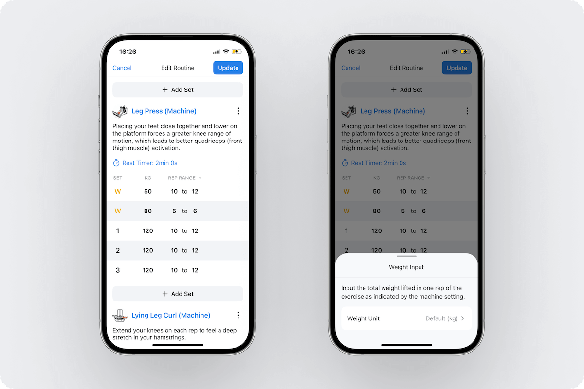Explore the Exercise Programming Options - Hevy App