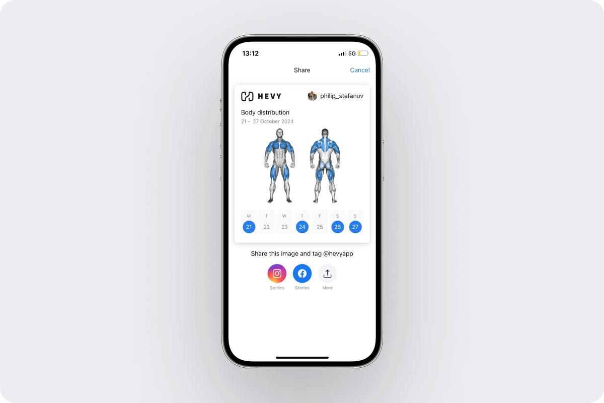 How to Use the Muscle Group Workout Chart - Hevy App