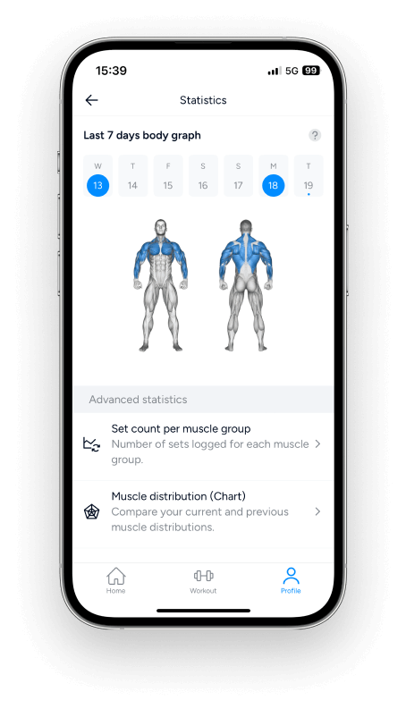 How to Use the Muscle Group Workout Chart - Hevy App
